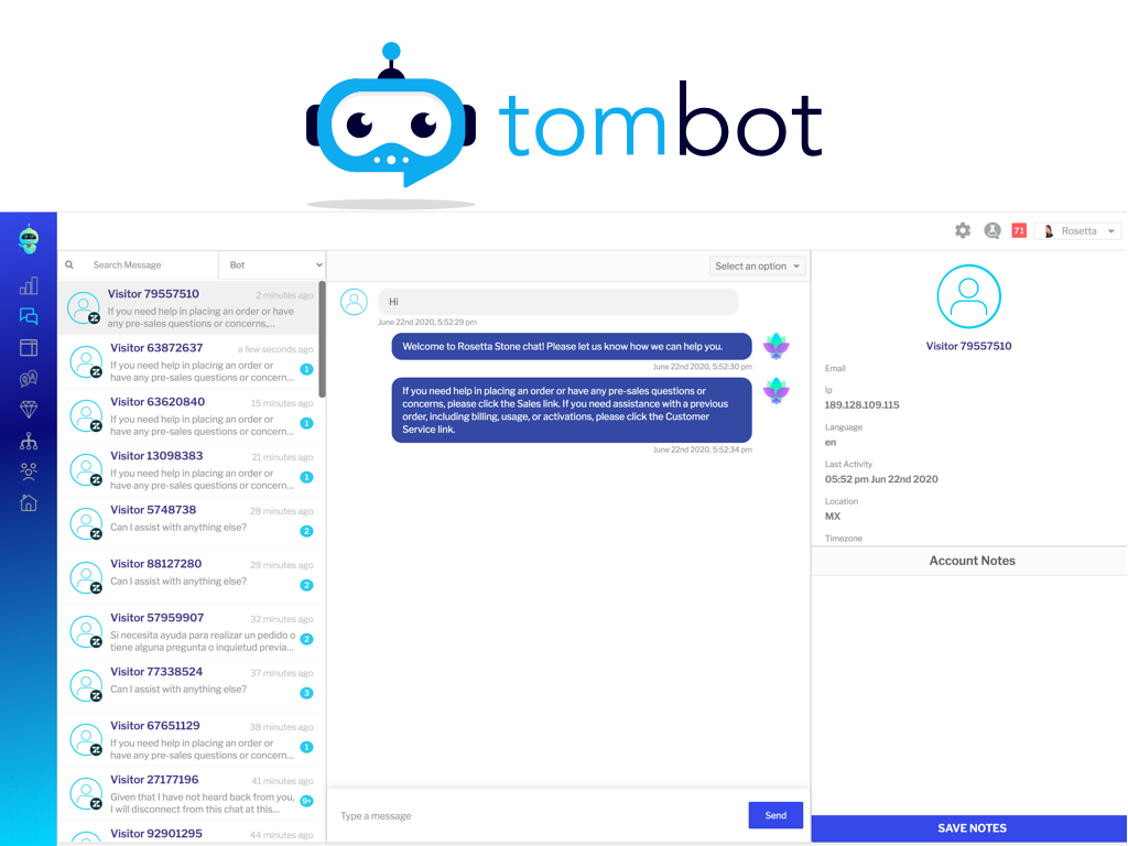 TomBot App Integration with Zendesk Chat